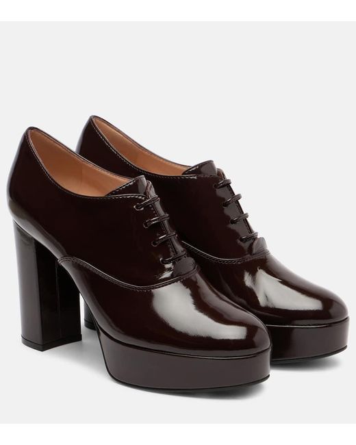 Gianvito Rossi 70 Lace-Up Leather Platform Pumps in Brown | Lyst
