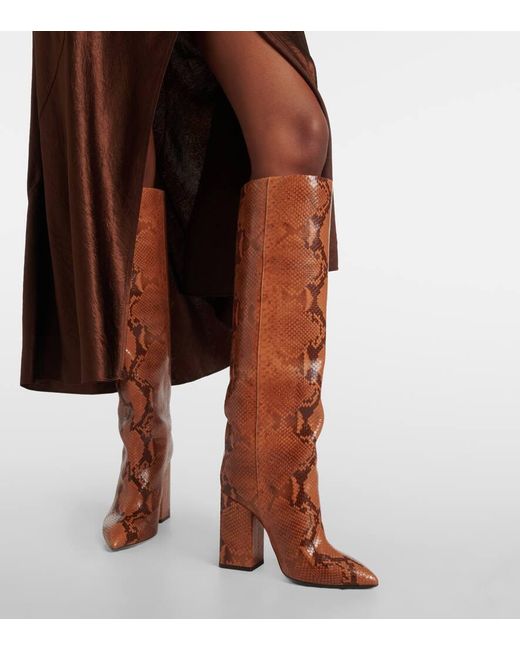 Paris Texas Anja Croc-Effect Leather Knee-High Boots in Brown | Lyst