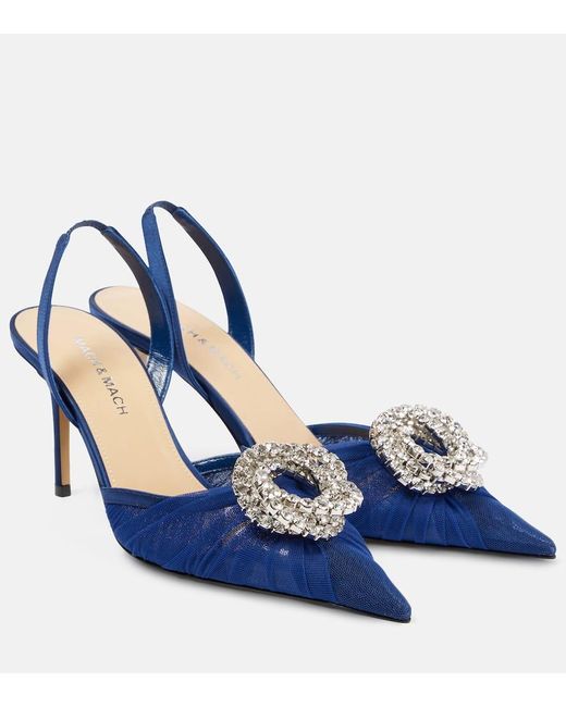 Mach & Mach Galaxy 85 Tulle Slingback Pumps in Blue | Lyst
