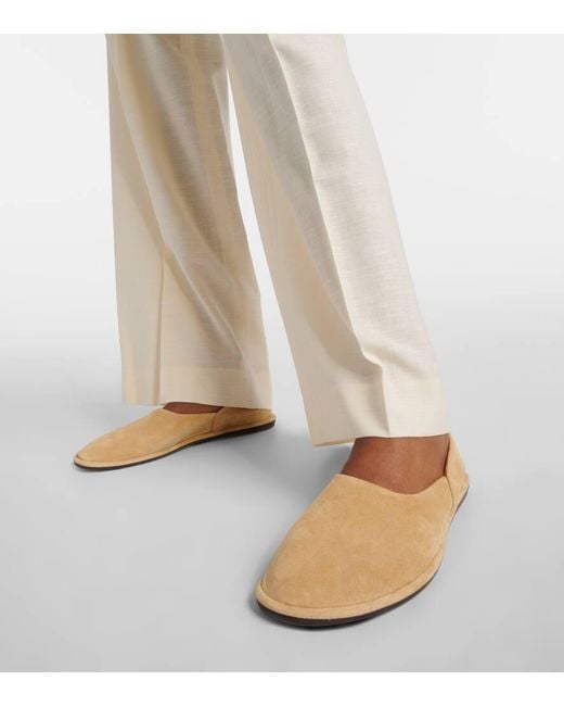 The Row Canal Suede Slip-On Shoes in Natural | Lyst