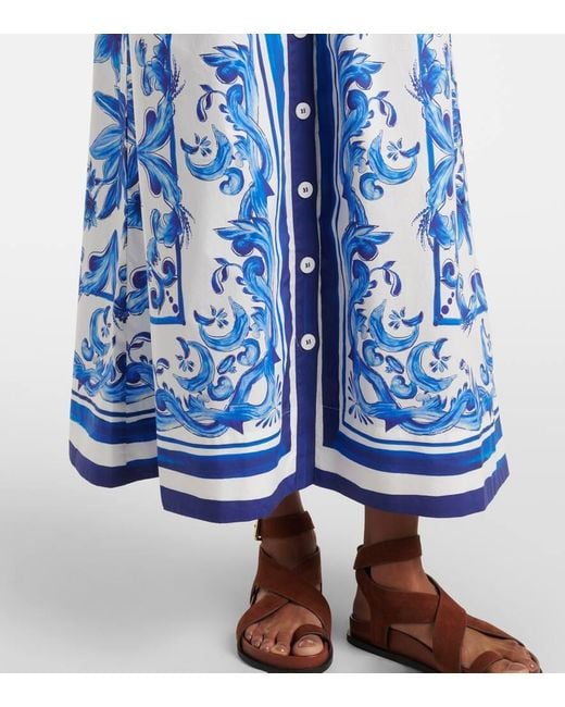 FARM Rio Garden Tiles Cotton Shirt Dress in Blue | Lyst