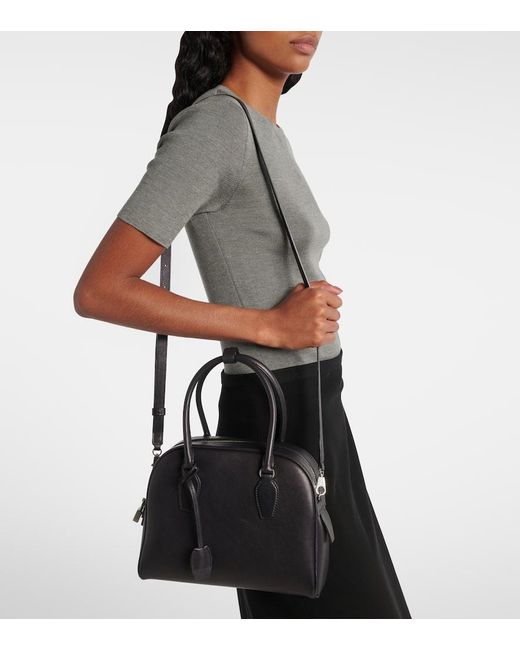 The Row India 10.00 Leather Tote Bag in Black | Lyst