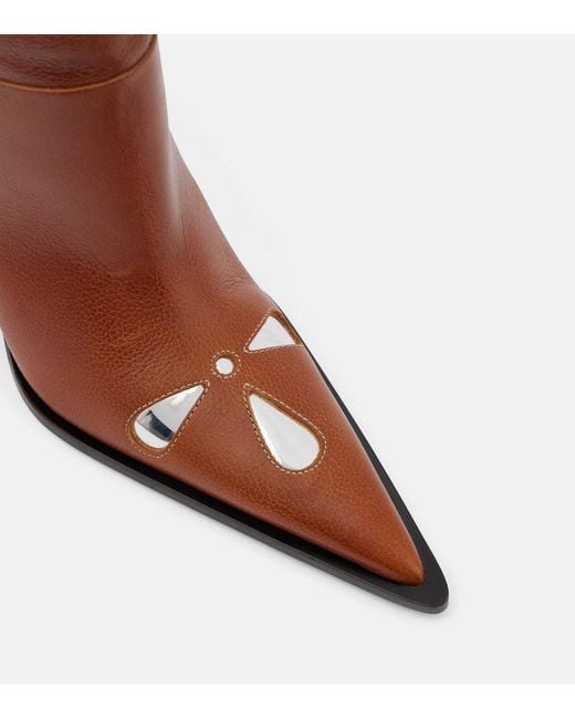 Coperni Petal Bridge Leather Cowboy Boots in Brown | Lyst
