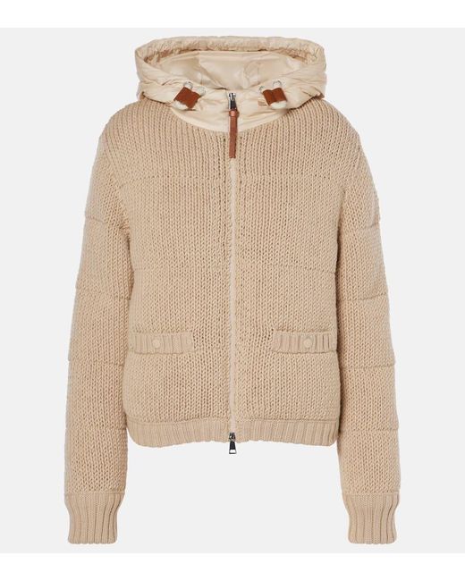 Moncler Ribbed-Knit Wool Puffer Jacket in Natural | Lyst