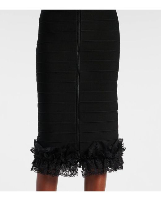 Self-Portrait X Christopher Kane Lace-trimmed Midi Skirt in Black | Lyst