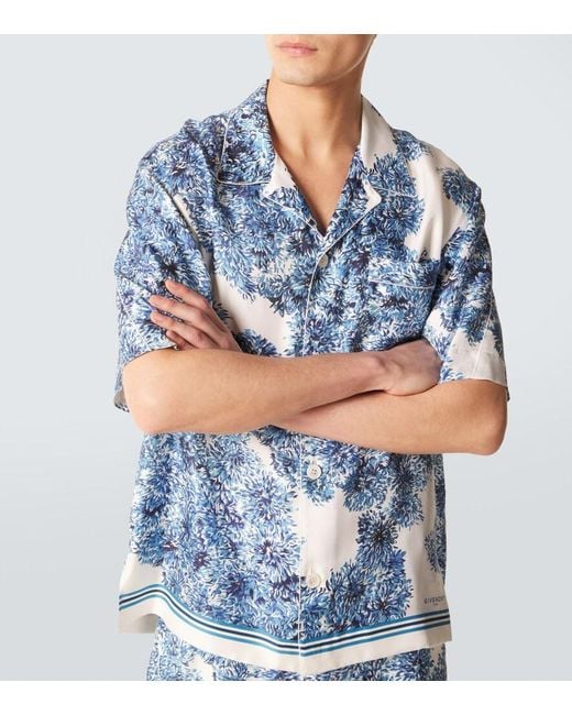 Givenchy Couture Seam Silk Twill Bowling Shirt in Blue for Men | Lyst UK