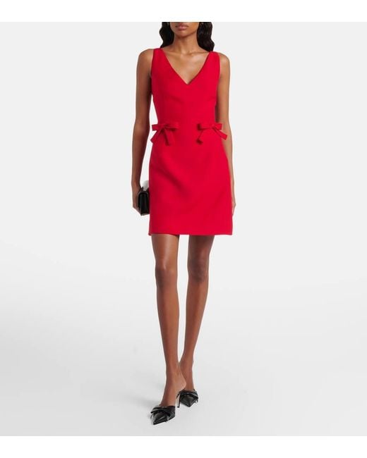 Valentino Crepe Couture Bow-Detail Minidress in Red | Lyst UK