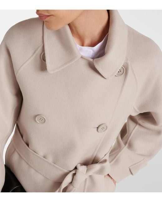 Max Mara Louis Virgin Wool Trench Coat in Gray | Lyst