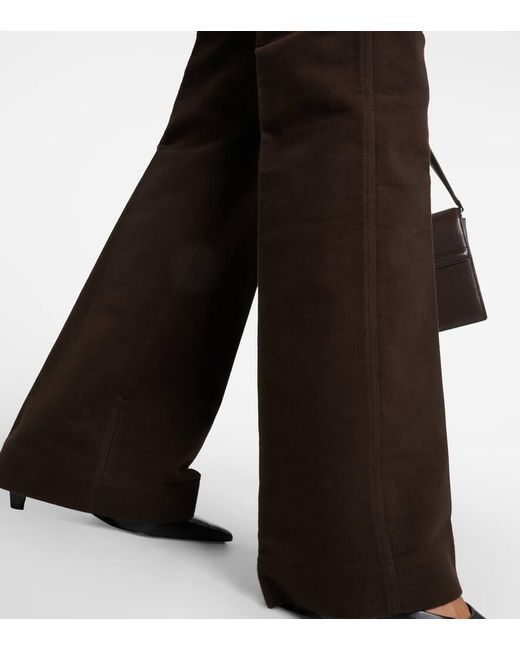 TOTEME High-Rise Velour Straight Pants in Brown | Lyst