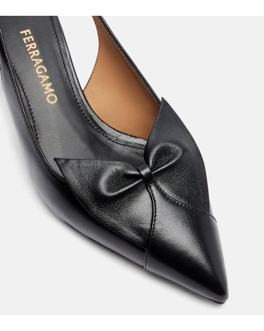 Ferragamo Felli 40 Leather Slingback Pumps in Black | Lyst UK