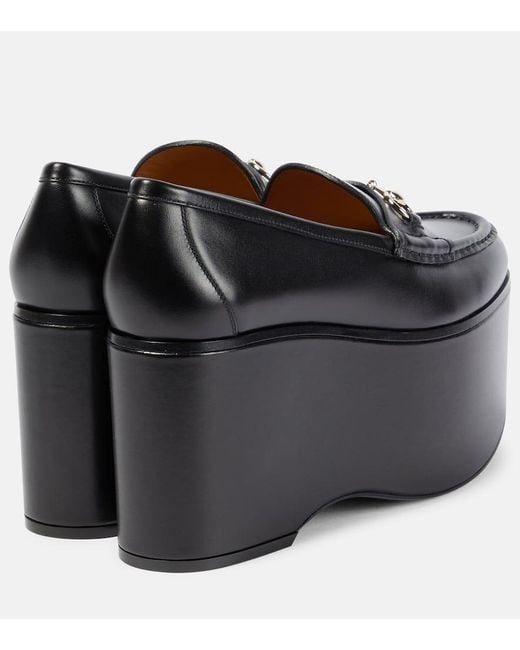 Gucci Horsebit Leather Platform Loafers in Black | Lyst
