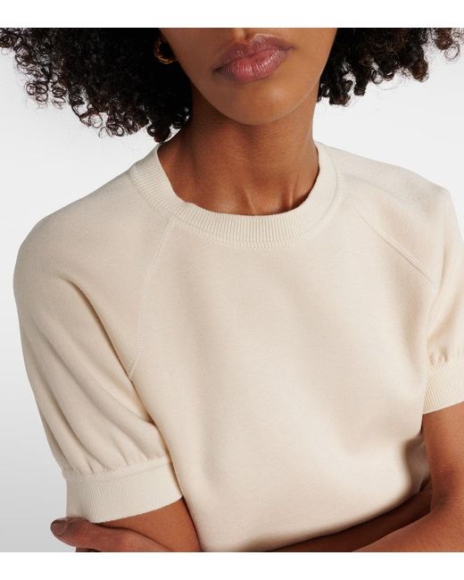 Loro Piana Viera Cotton, Silk, And Cashmere Top in Natural | Lyst