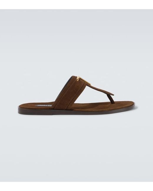 Tom Ford Brighton Tf Suede Thong Sandals in Brown for Men | Lyst