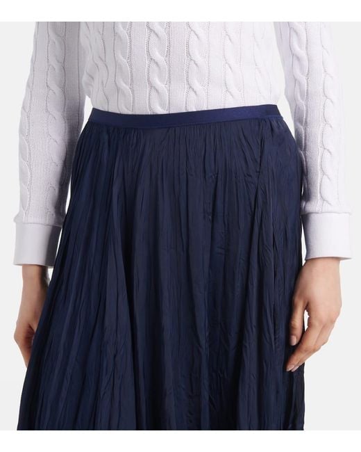 Polo Ralph Lauren Crushed Satin Midi Skirt in Blue | Lyst
