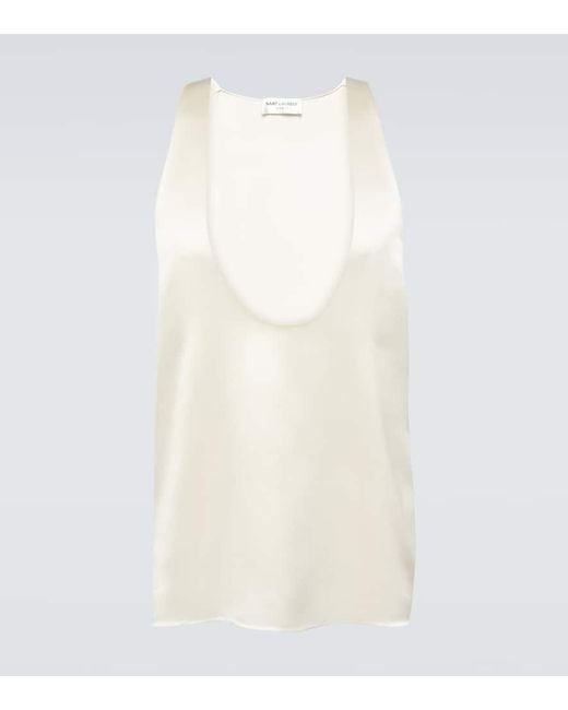 Saint Laurent Silk Satin Crepe Tank Top in White for Men | Lyst
