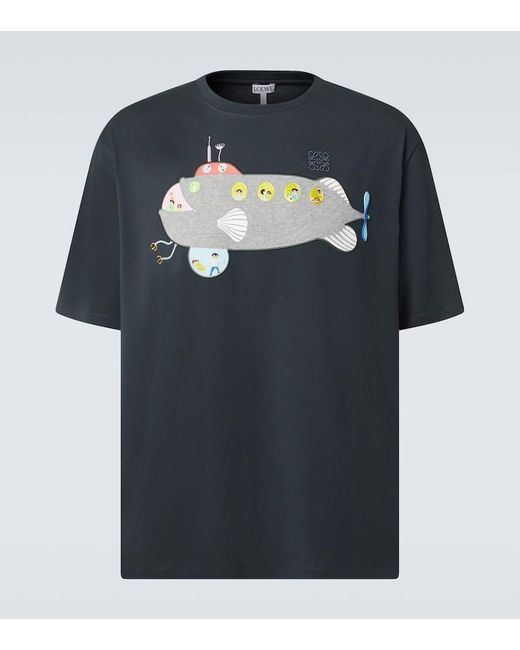 Loewe X Suna Fujita Submarine Cotton Jersey T-Shirt in Blue for Men | Lyst