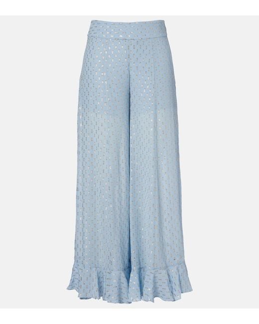 Zimmermann Daylight Semi-Sheer Chiffon Wide-Leg Pants in Blue | Lyst UK