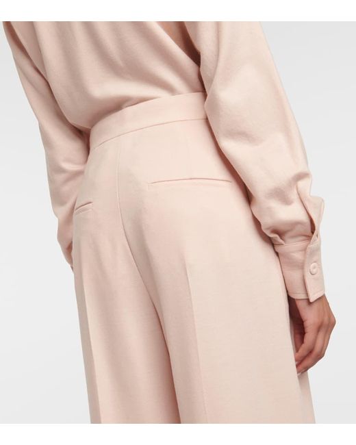 Max Mara Faraday Wool Jersey Wide-Leg Pants in Pink | Lyst UK