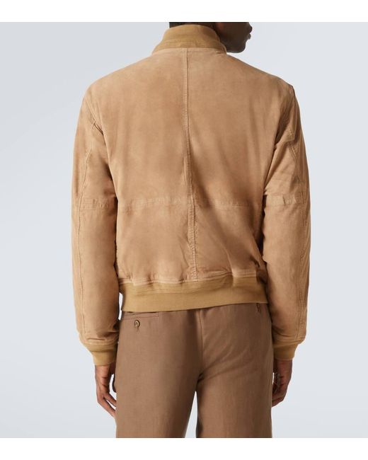 Polo Ralph Lauren Suede Bomber Jacket in Natural for Men | Lyst