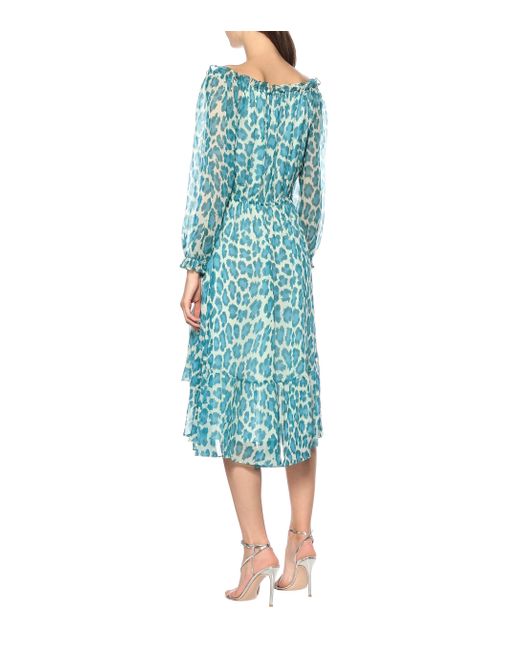 Diane Von Furstenberg Camilla Leopard Print Silk Minidress In Blue Lyst