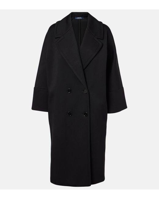 Max Mara Emma Jersey Coat in Black | Lyst UK