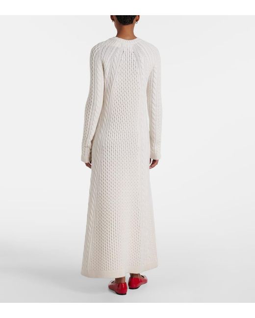 Lisa Yang Nyla Cable-Knit Cashmere Maxi Dress in White | Lyst UK