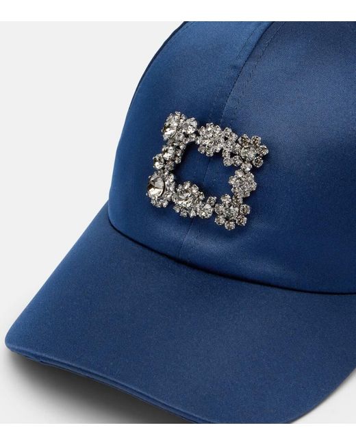 Roger Vivier Efflorescence Satin Baseball Cap in Blue | Lyst UK
