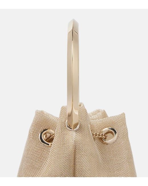 Jimmy Choo Bon Bon Small Mesh Bucket Bag in Natural | Lyst