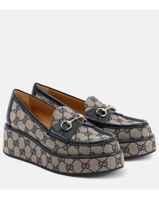 Gucci Horsebit Wedge Loafer, Leather in Gray | Lyst