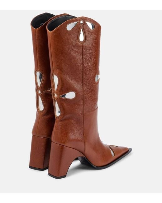 Coperni Petal Bridge Leather Cowboy Boots in Brown | Lyst