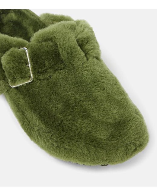 Birkenstock Boston Shearling Clogs in Green | Lyst