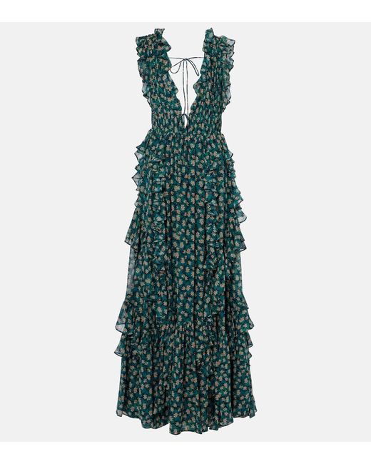 Ulla Johnson Florella Floral Silk Georgette Gown in Green | Lyst