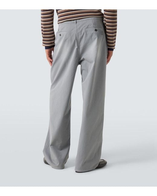 Miu Miu Cotton Twill Wide-Leg Pants in Grey for Men | Lyst UK