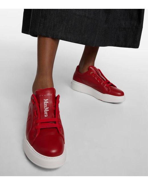 Max Mara Maxi Leather Sneakers in Red | Lyst