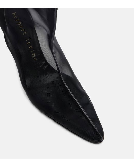 Herbert Levine Drawing A Blank 85 Mesh Knee-High Boots in Black | Lyst UK