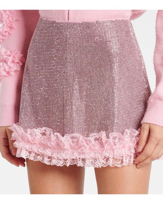 Self-Portrait X Christopher Kane Embellished Miniskirt in Pink | Lyst