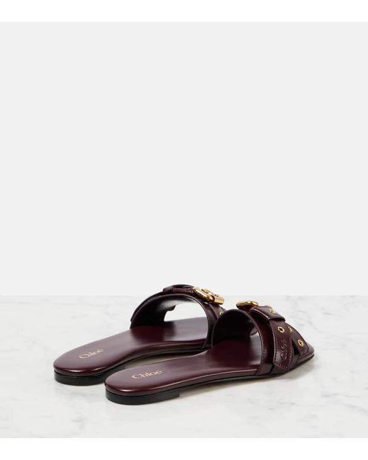 Chloé Mae Embellished Leather Sandals in Brown | Lyst
