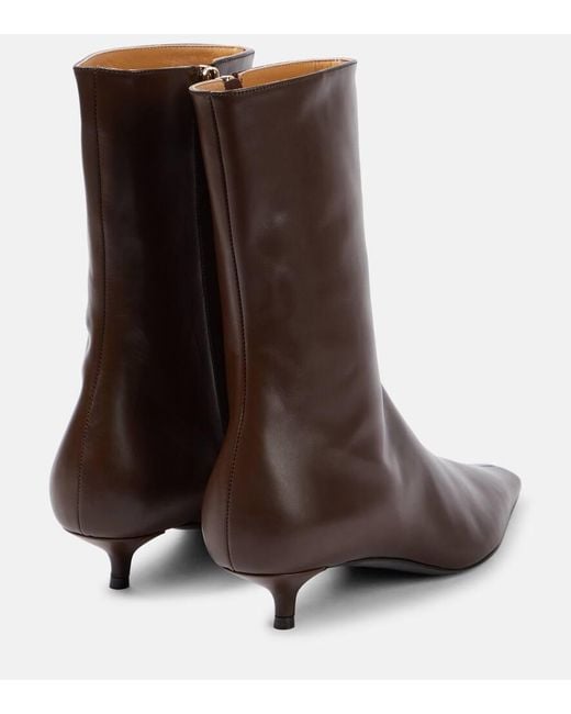 The Row Shrimpton Leather Ankle Boots in Brown | Lyst