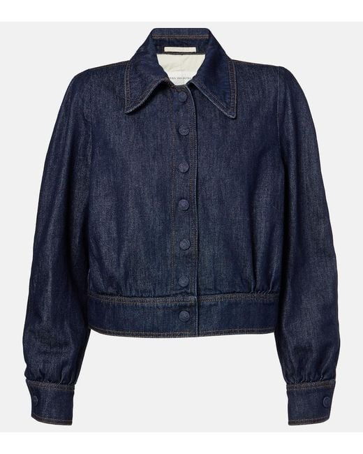 Dries Van Noten Cropped Denim Jacket in Blue | Lyst