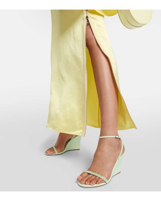 Christian Louboutin So Me 85 Leather Wedge Sandals in Green | Lyst