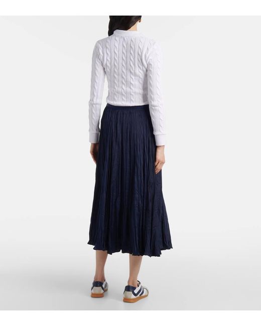 Polo Ralph Lauren Crushed Satin Midi Skirt in Blue | Lyst