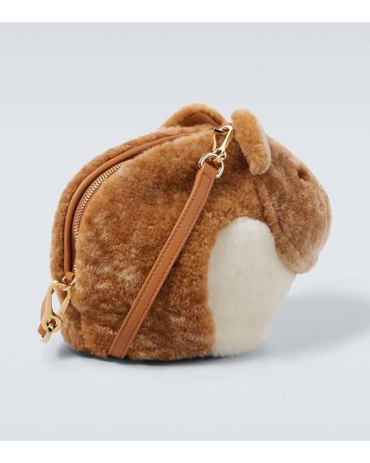 Loewe Hamster Shearling Crossbody Bag in Brown for Men | Lyst