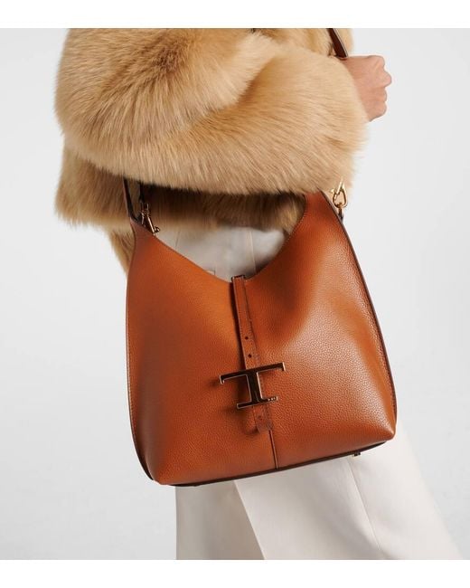 Tod's T Timeless Small Leather Shoulder Bag in Brown | Lyst