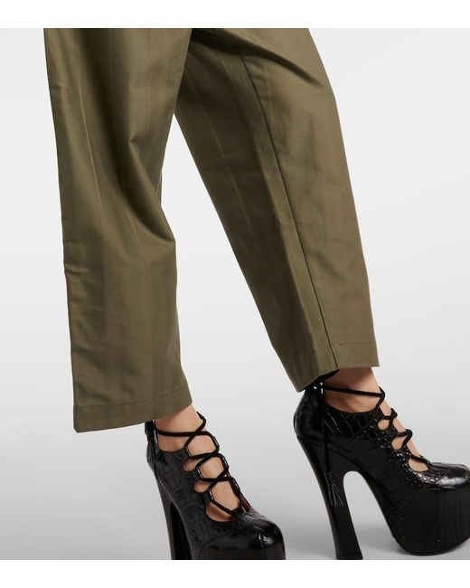 Vivienne Westwood Alien Cropped Cotton Wide-Leg Pants in Green | Lyst