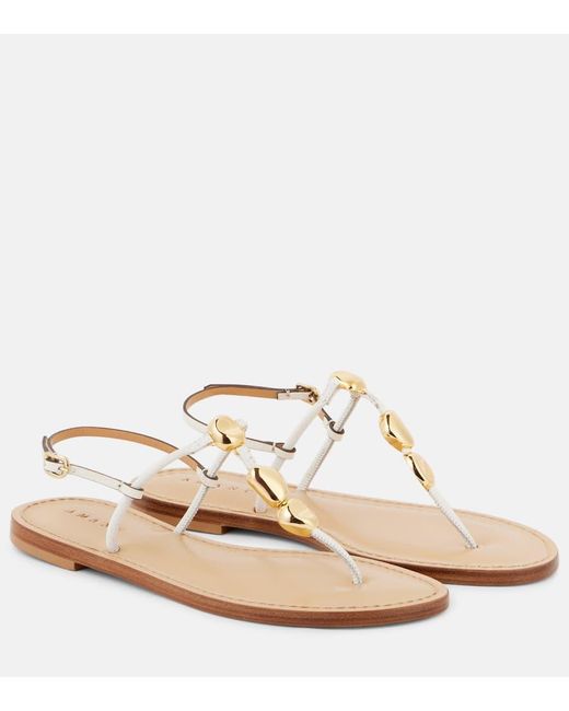 Amanu Nairobi Leather Thong Sandals in White | Lyst