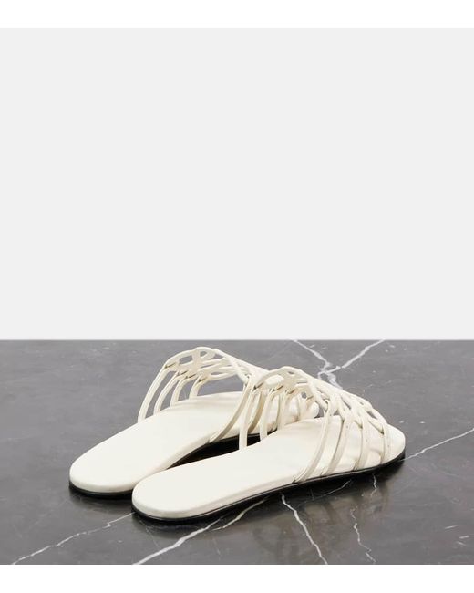 Loewe Petal Anagram Leather Slides in White | Lyst UK