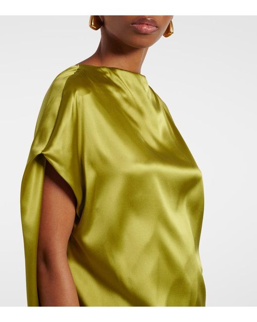 Dries Van Noten Silk-Blend Satin Gown in Green | Lyst