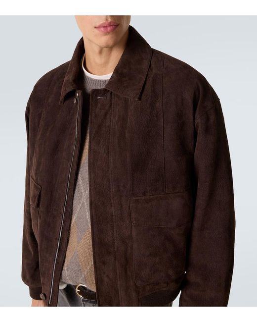 FRAME Retro Suede Blouson Jacket in Brown for Men | Lyst UK