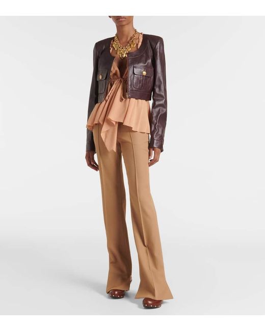 Chloé Judith Studded Leather Clogs in Brown | Lyst