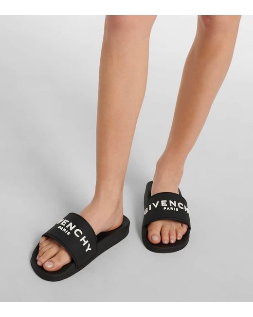 Givenchy Logo Slides in Black | Lyst